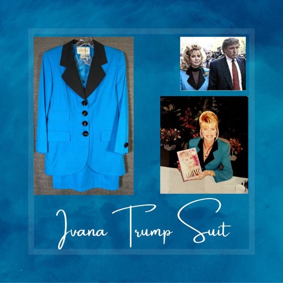 Ivana | Jackets & Coats | Ivana Trump Blue Suit With Black Collar ...
